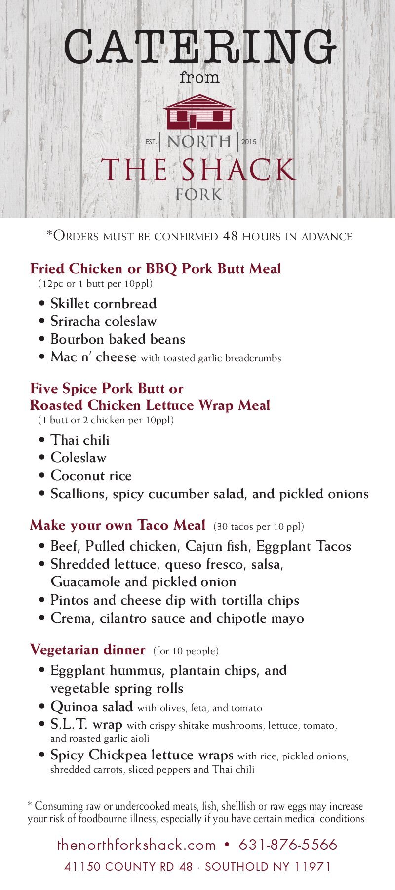 Menu – North Fork Shack