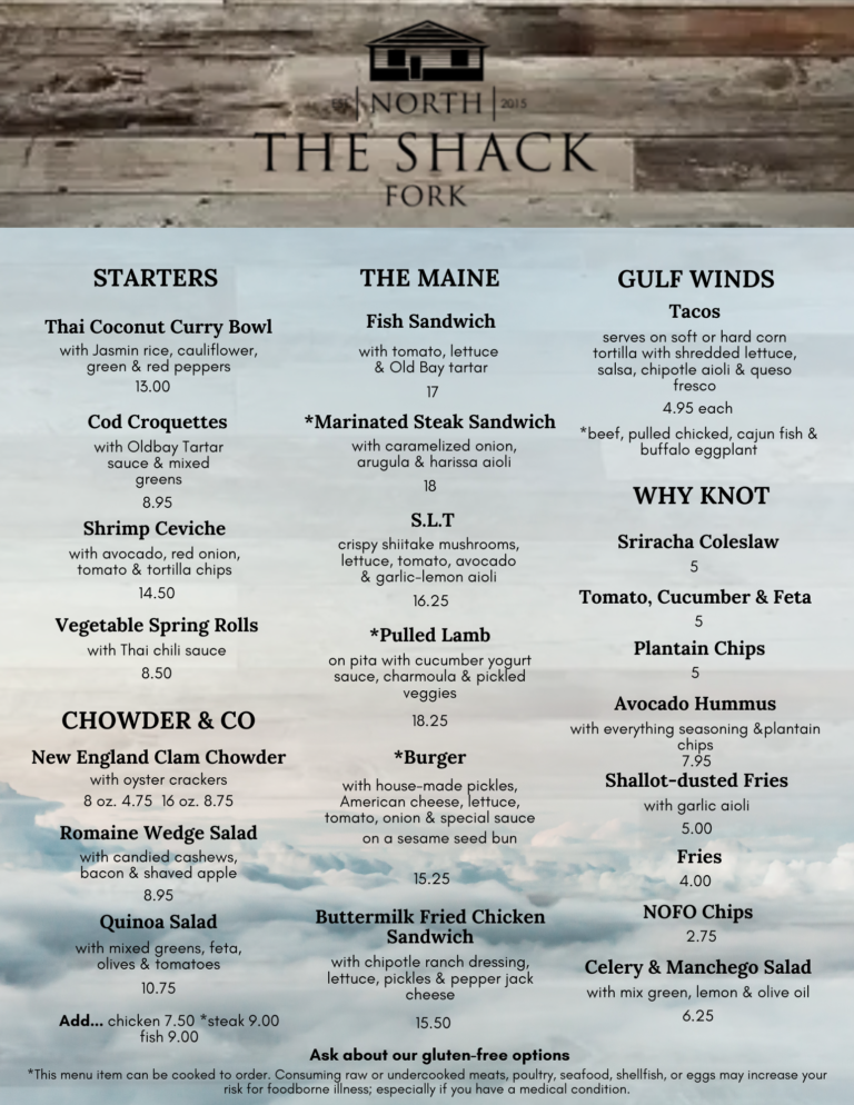 Menu – North Fork Shack